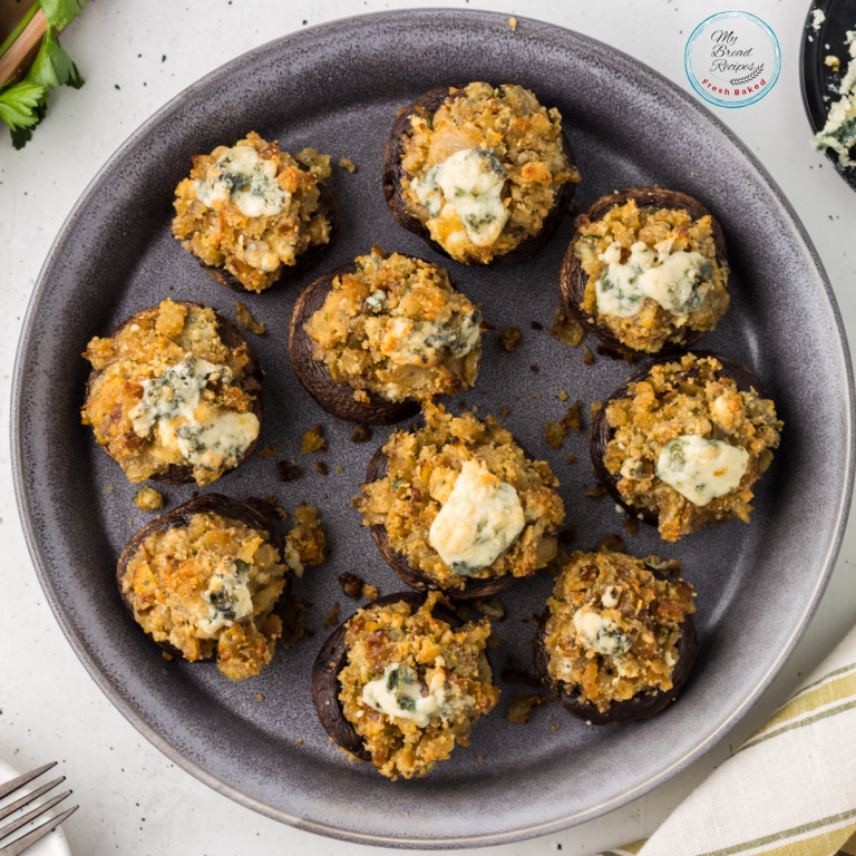 Caramelized Onion and Blue Cheese Stuffed Mushrooms - My Bread Recipes